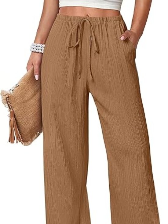 anrabess | Pants & Jumpsuits | Anrabess Womens Wide Leg Beach Pants L ...